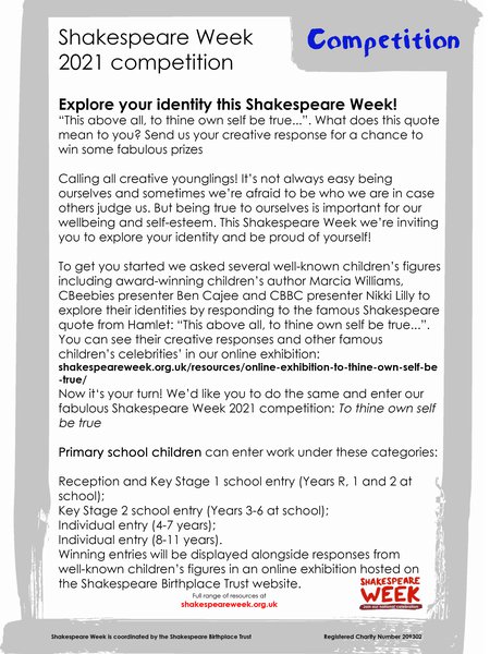 Welcome To Shakespeare Week